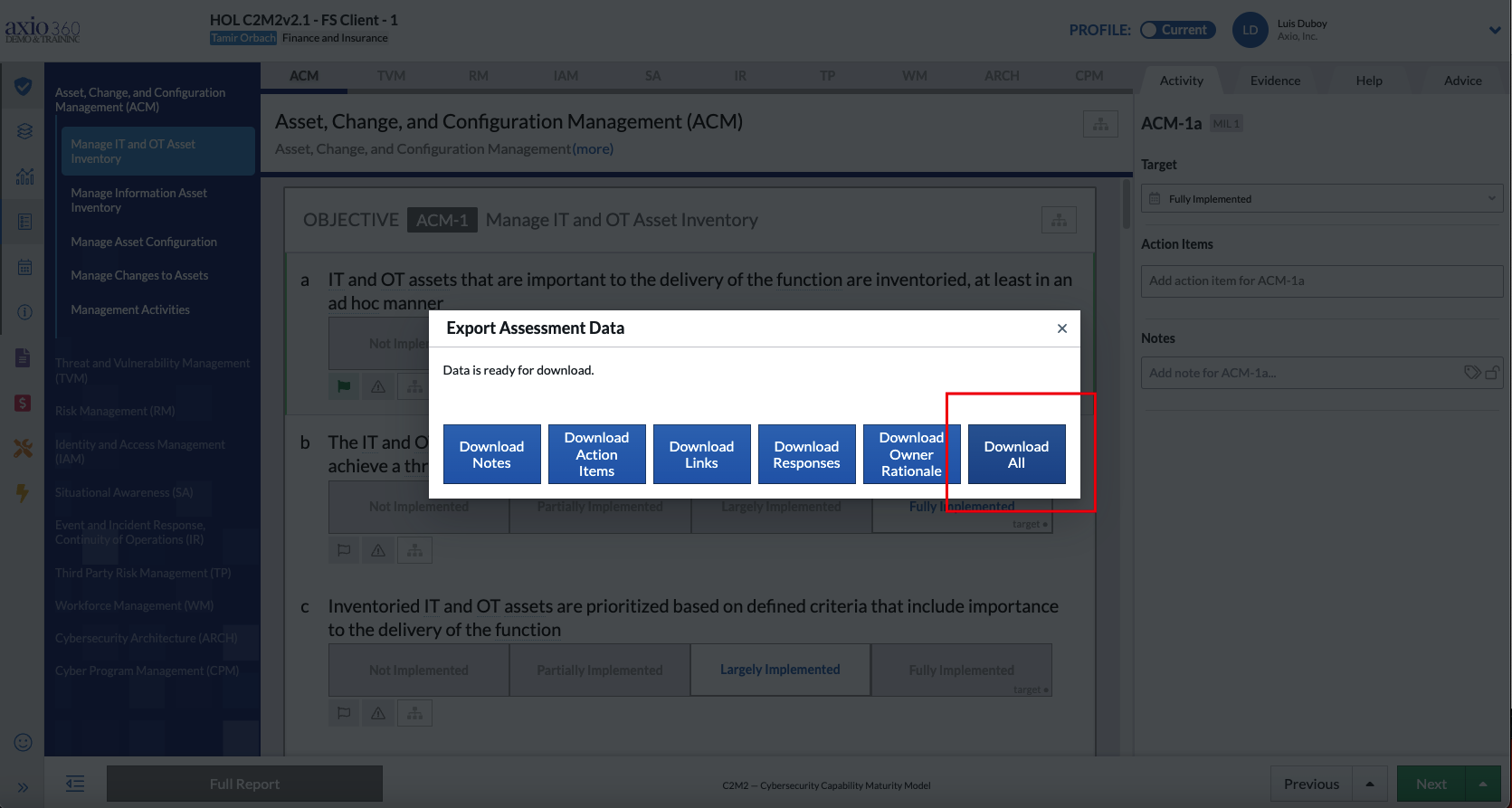 How to Export an Assessment to Excel File (CSV) – Axio