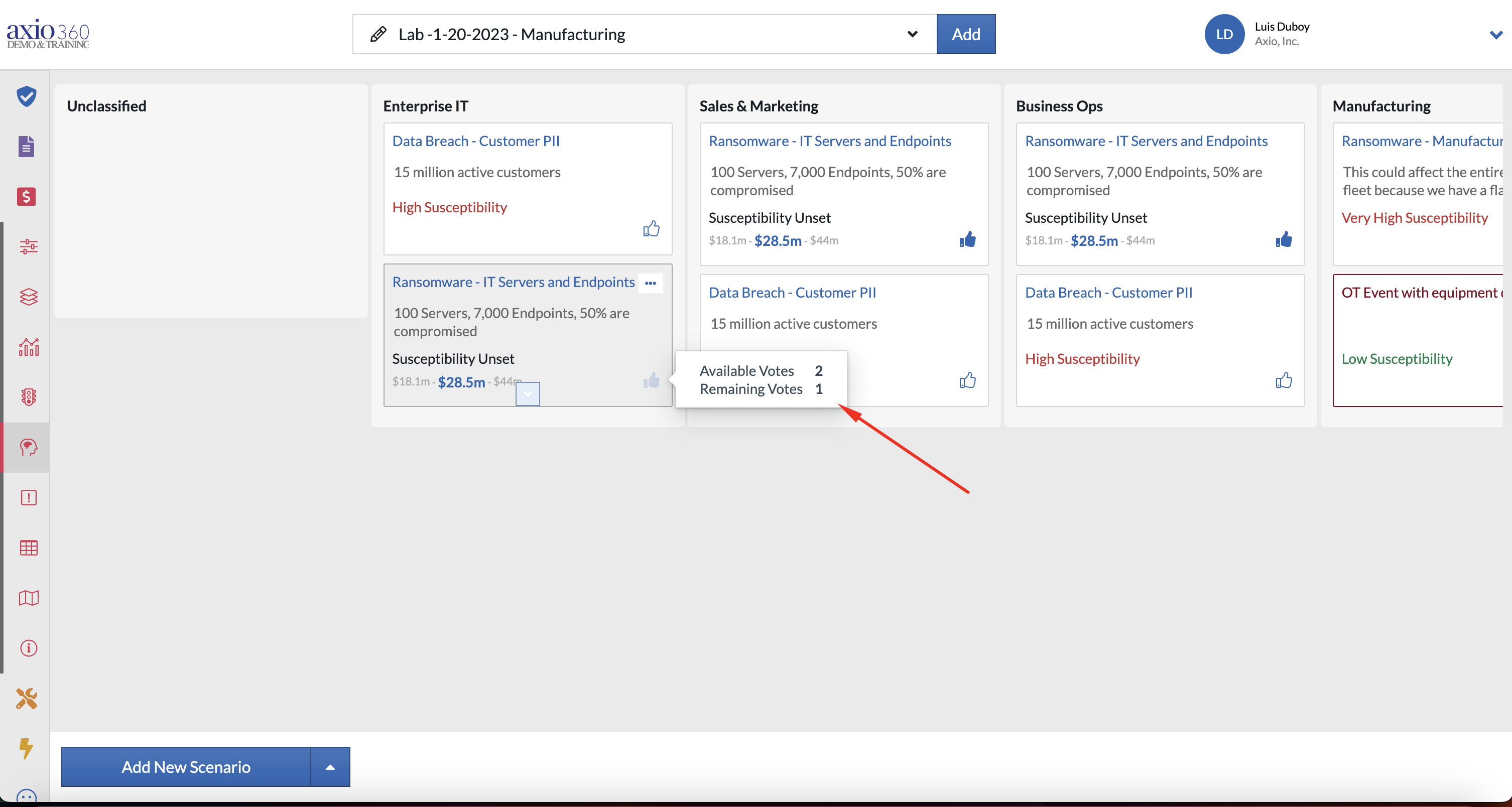 How to Vote for Scenarios and View Scenarios by Vote Count – Axio