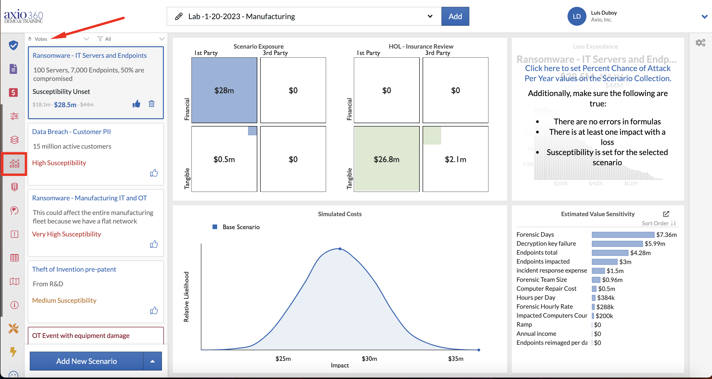 How to Vote for Scenarios and View Scenarios by Vote Count – Axio